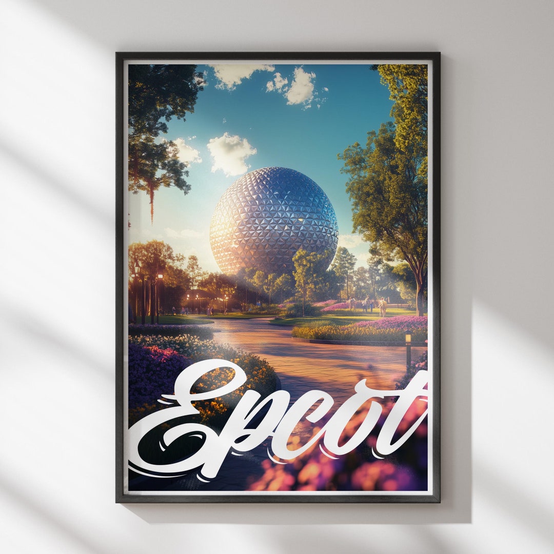 Modern Vintage Epcot Poster, Disney Print, Walt Disney World, Orlando ...