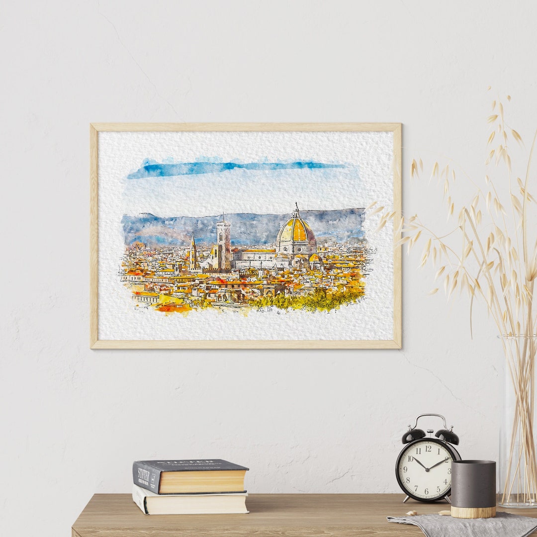 Florence Italy Watercolour Print, Piazza Del Duomo Print, Florence ...