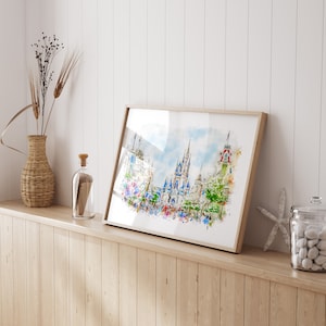 The Magic Kingdom Watercolour Print, Disney Print, Magic Kingdom Park ...