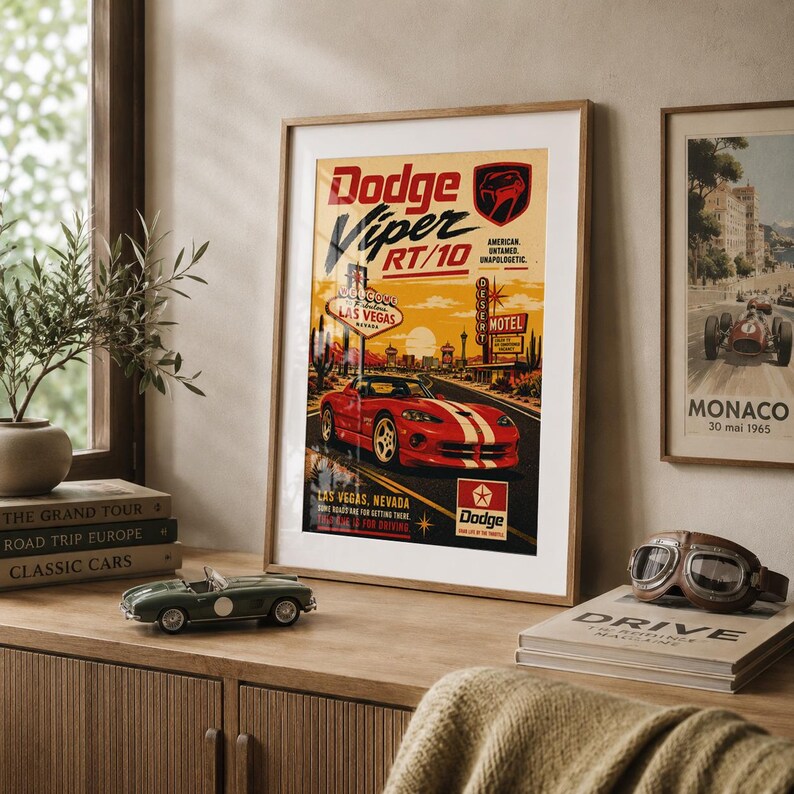 Retro Car Poster, Automotive Print, Motorsport Wall Art, Racing Car ...