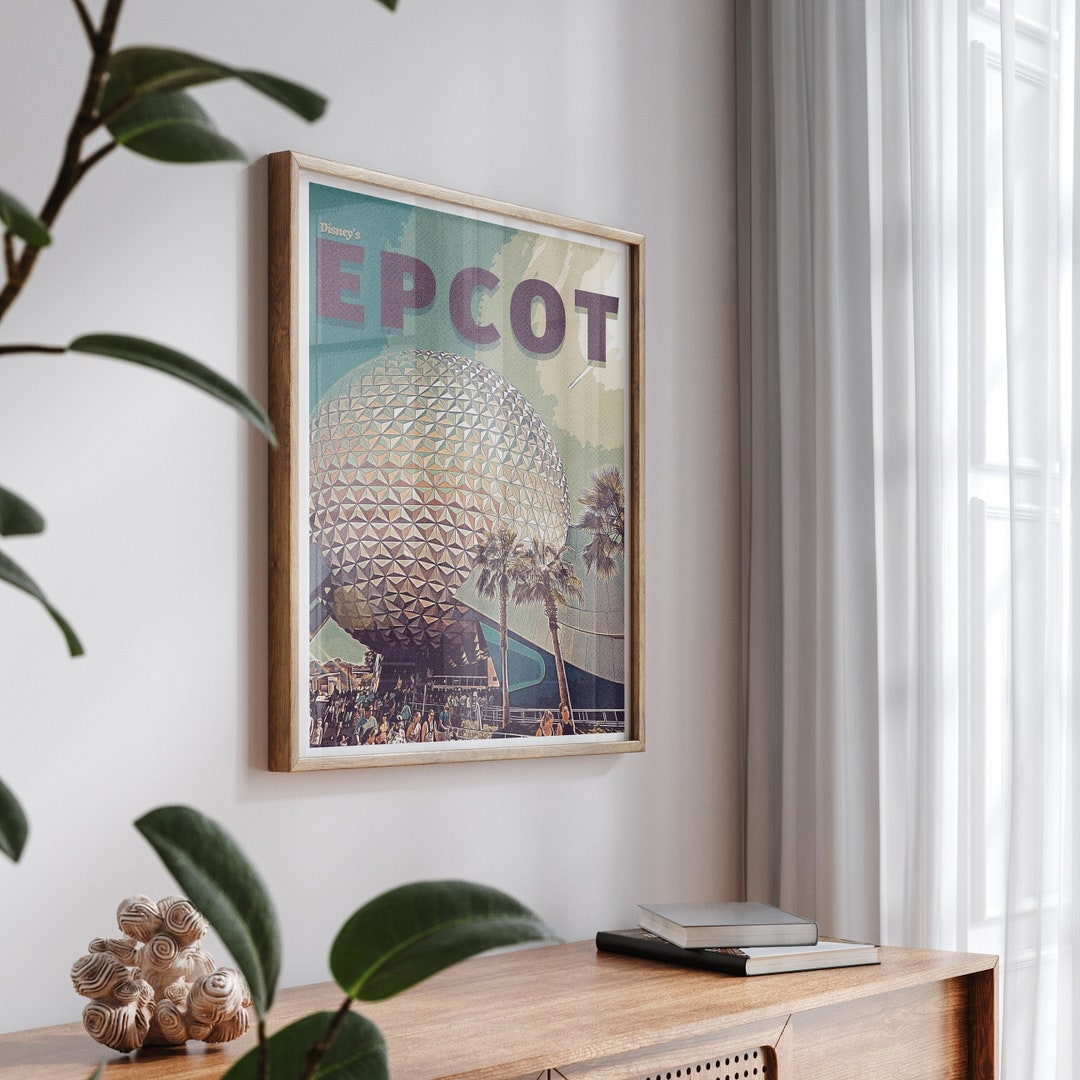 Epcot Park Retro Poster, Disney Print, Walt Disney World, Orlando ...