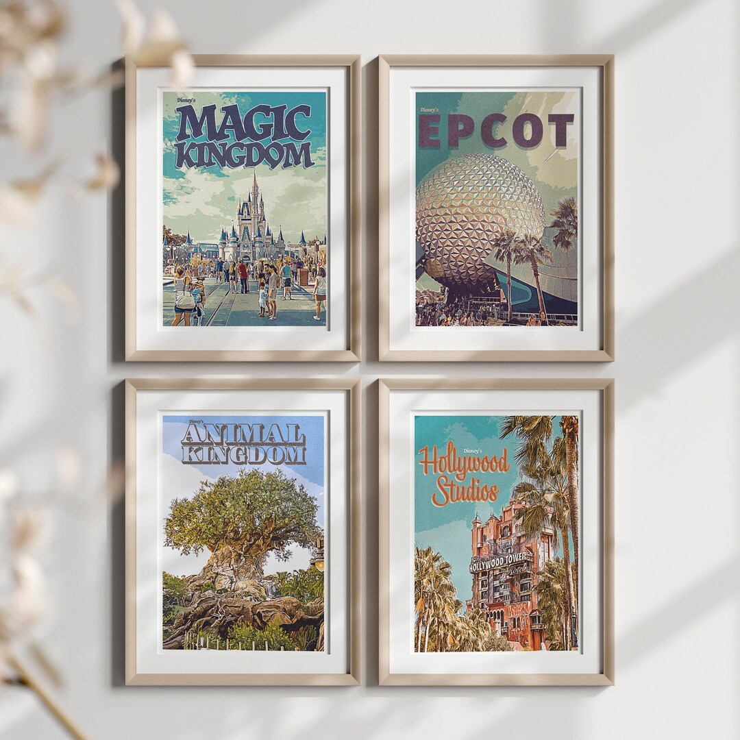 Walt Disney World Posters: Retro Prints of Four Theme Parks - Etsy