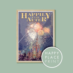 Happily Ever After Disney Poster - Retro Fireworks Wall Art - Etsy UK