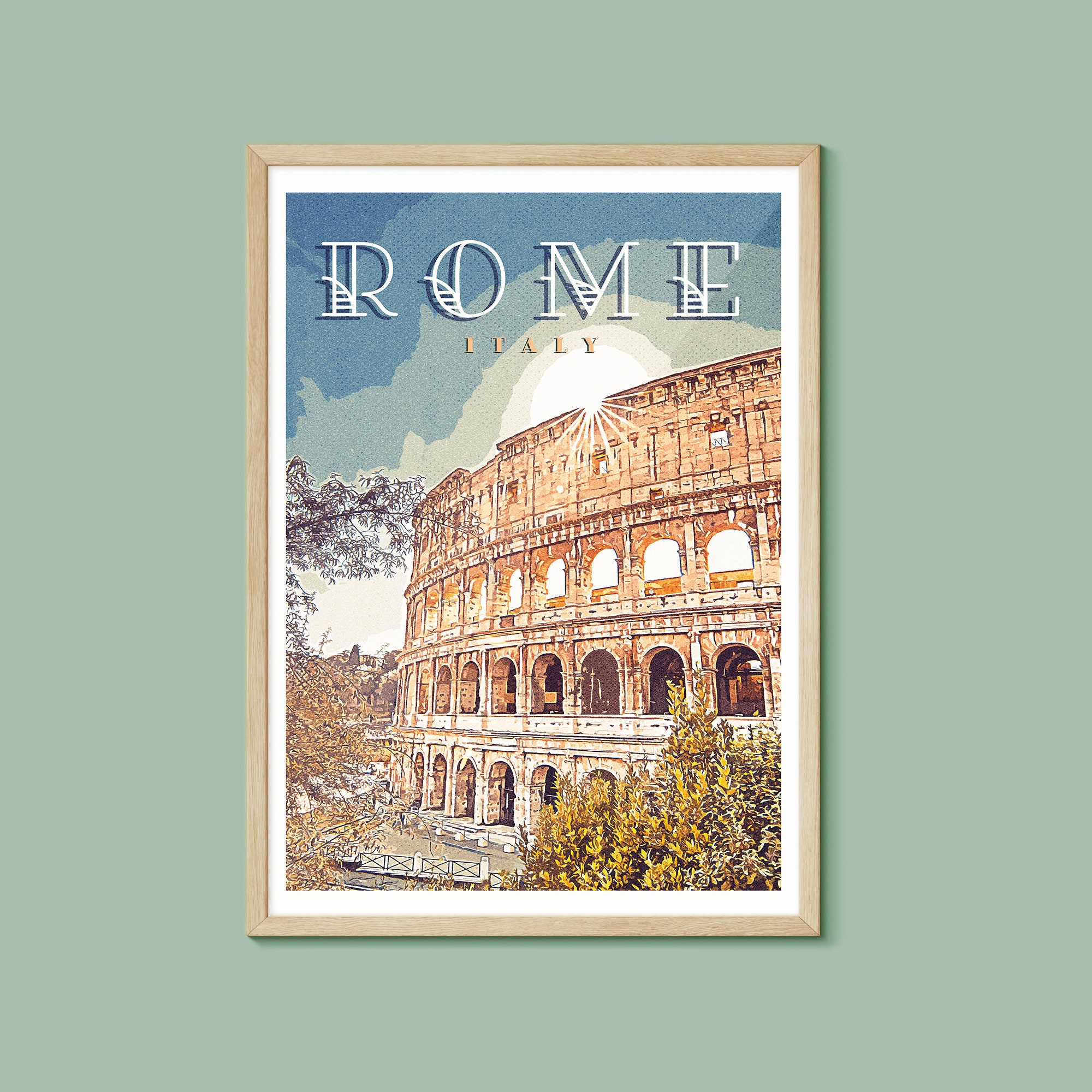Rome Italy Retro Travel Poster Rome Print Italy Print - Etsy UK