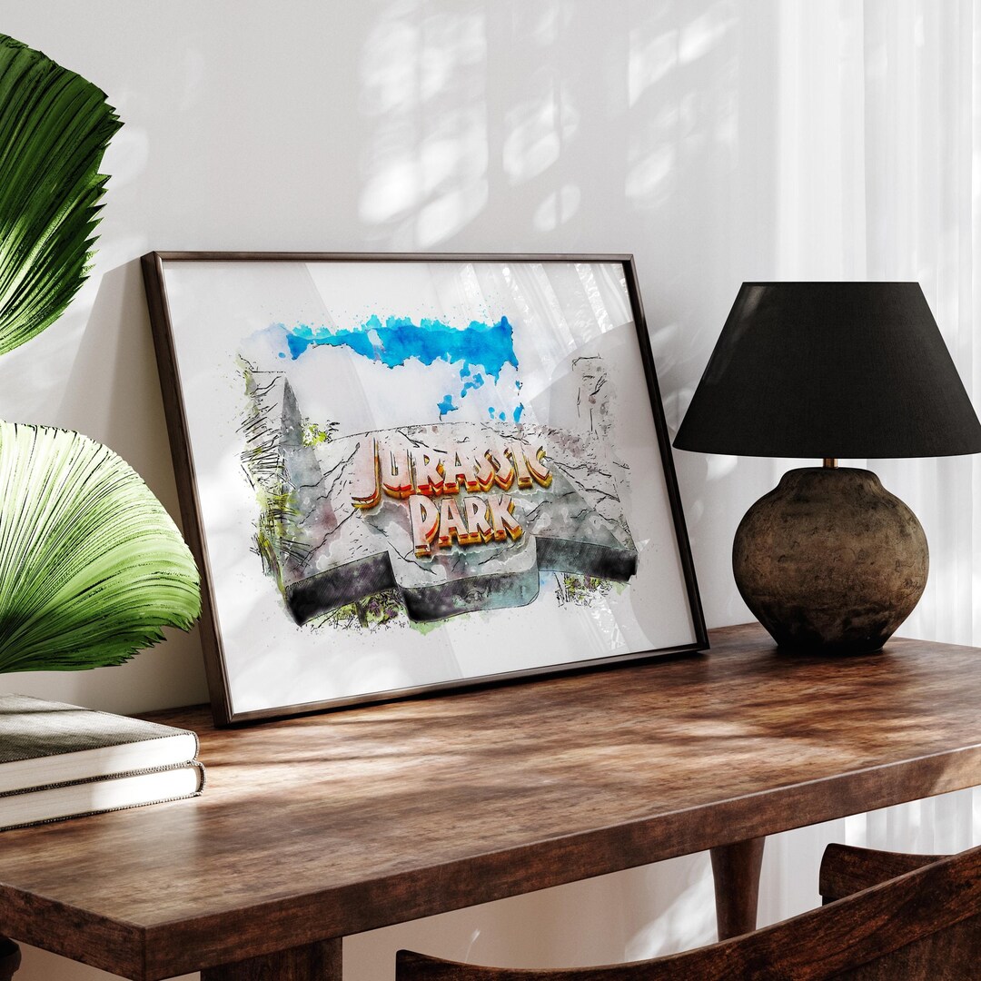 Jurassic Park Watercolour Print, Universal Studios Print, Universal ...