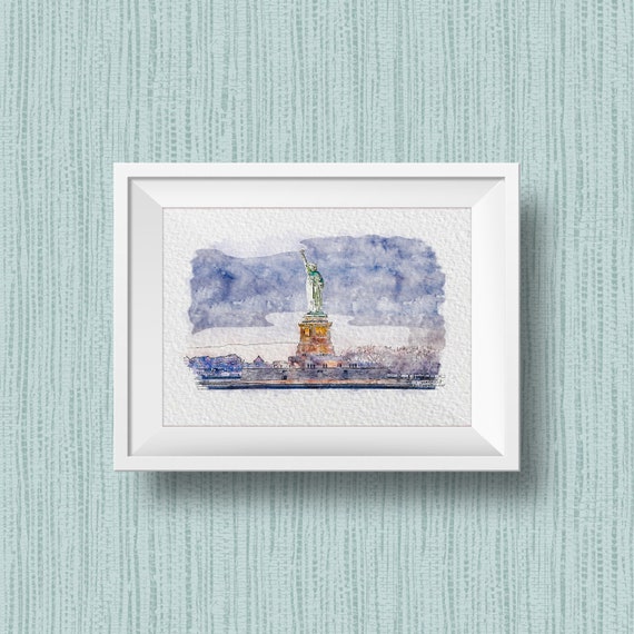 Statue of Liberty New York City Watercolour Print | Etsy