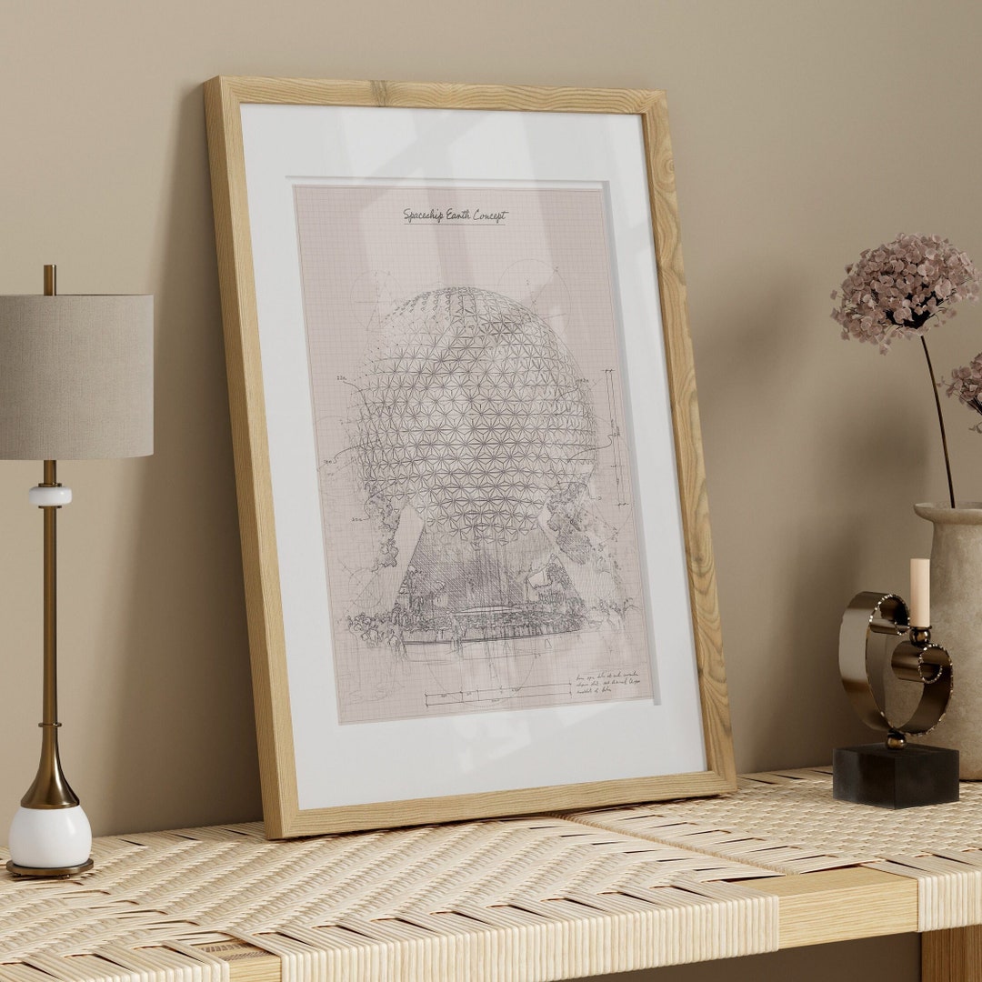 Disney's Spaceship Earth Epcot Blueprint Poster, Disney Print, Walt ...