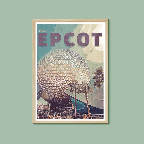Epcot Park Retro Poster Disney Print Walt Disney World | Etsy