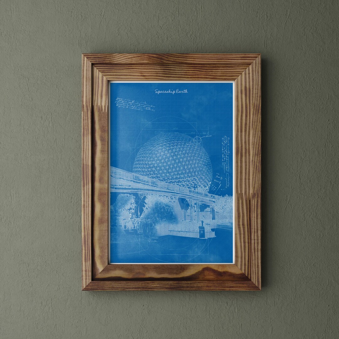 Disney's Spaceship Earth Epcot Blueprint Poster, Disney Print, Walt ...