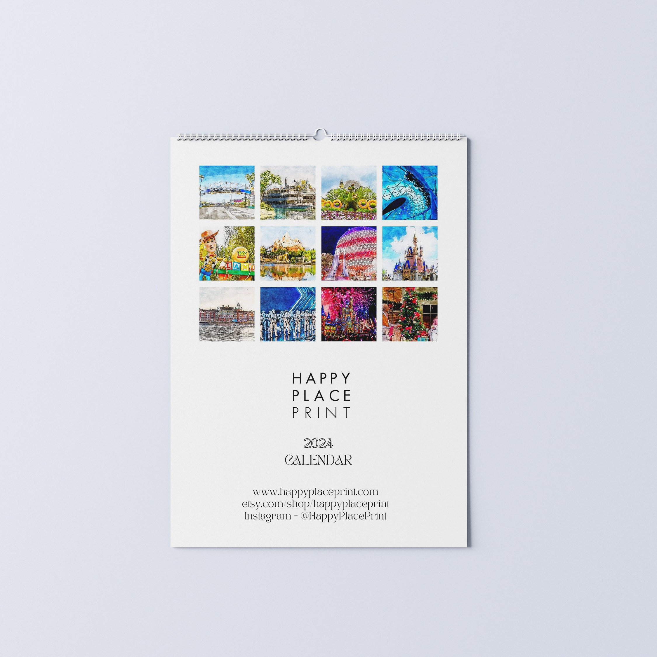 Walt Disney World Watercolour Calendar 2024, Disney Print, Disney ...