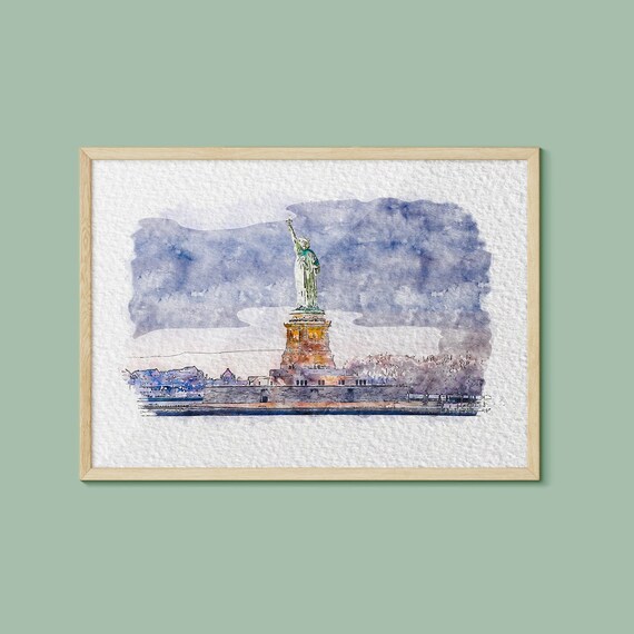 Statue of Liberty New York City Watercolour Print | Etsy