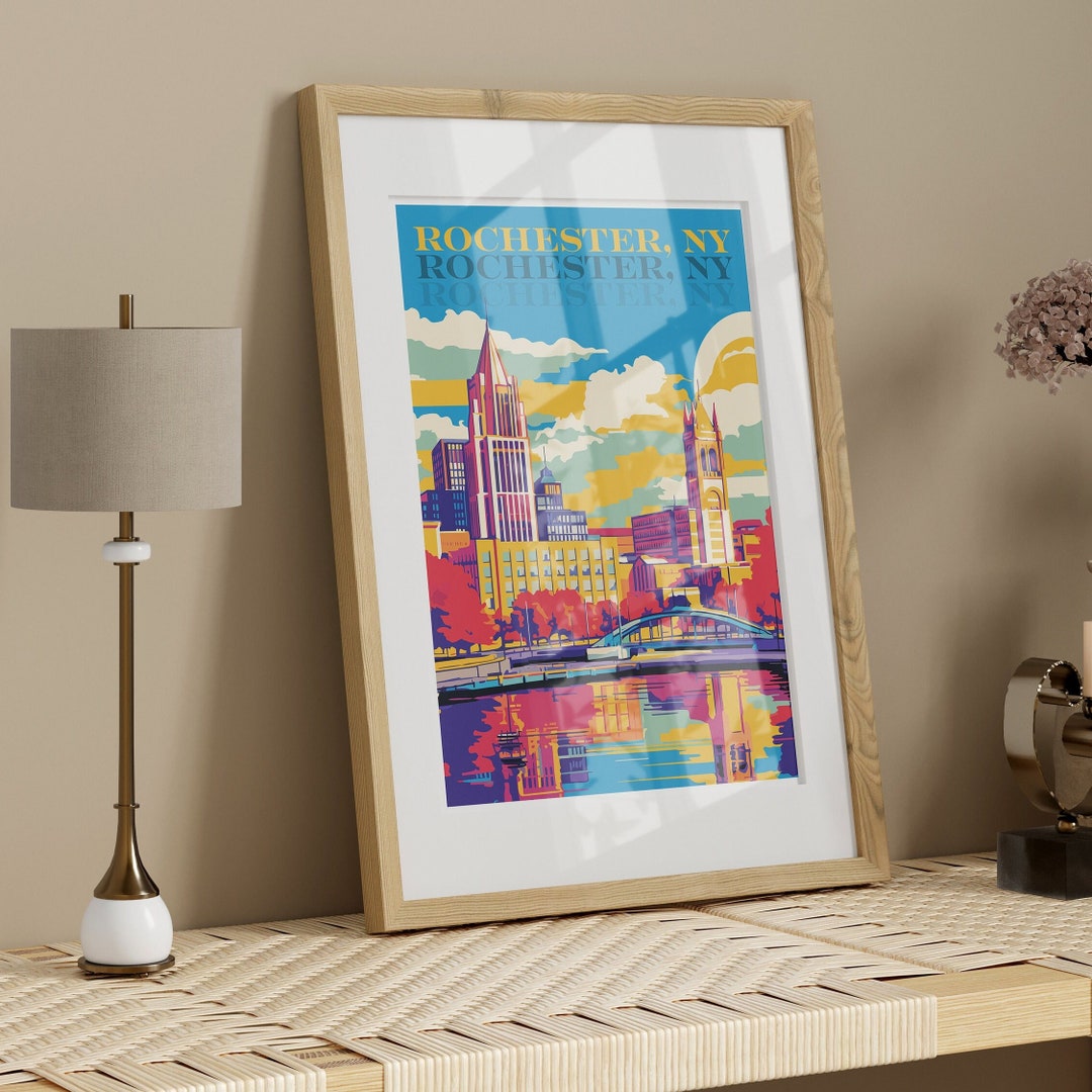 Rochester NY Pop Art Poster, Vibrant Wall Art, Cityscape Decor, Unique ...