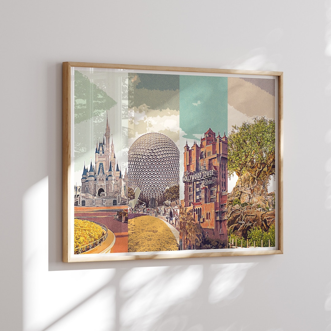 Walt Disney World 4 Parks Retro Poster, Disney Print, Orlando, Disney ...