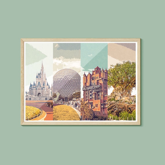 Walt Disney World 4 Parks Retro Poster Disney Print Orlando - Etsy