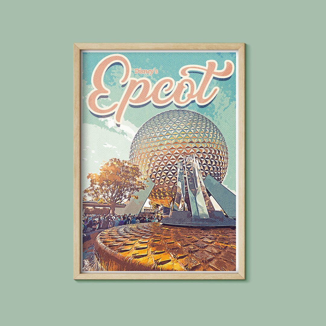 Epcot Retro Poster, Disney Print, Walt Disney World Poster, Disney Gift ...
