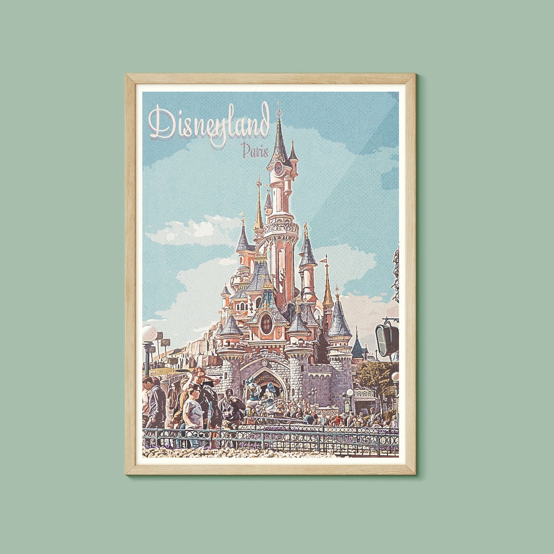Disneyland Paris, Retro Poster, Disney Print, Disneyland Paris Print ...