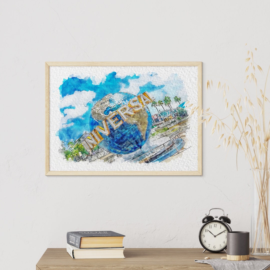 Universal Studios Globe Watercolour Print, Universal Studios Print ...