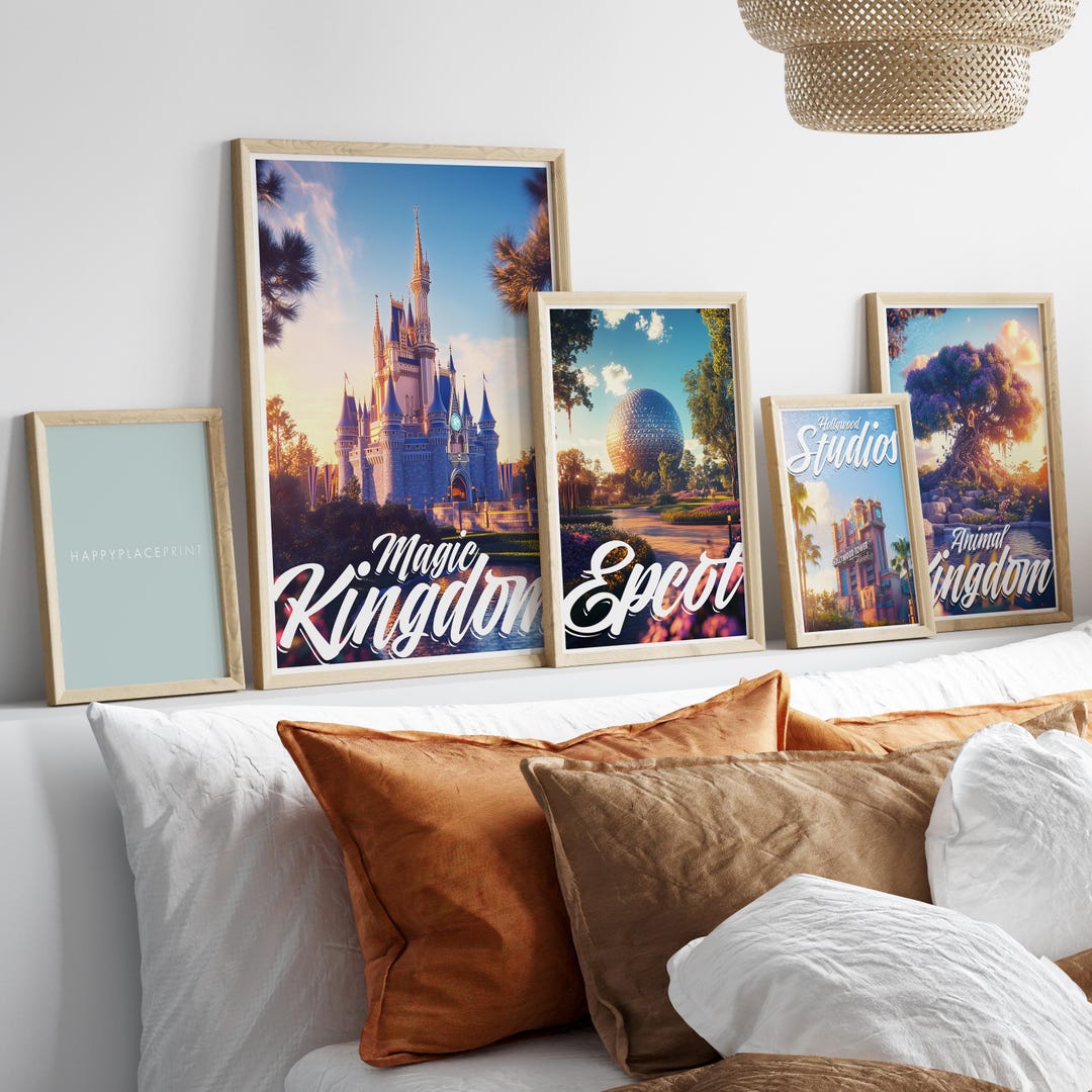 Disney World Wall Art: Retro Four Parks Posters - Magic Kingdom & More ...