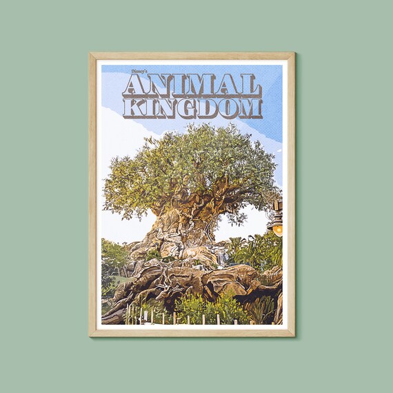 Animal Kingdom Park Retro Poster Disney Print Walt Disney - Etsy