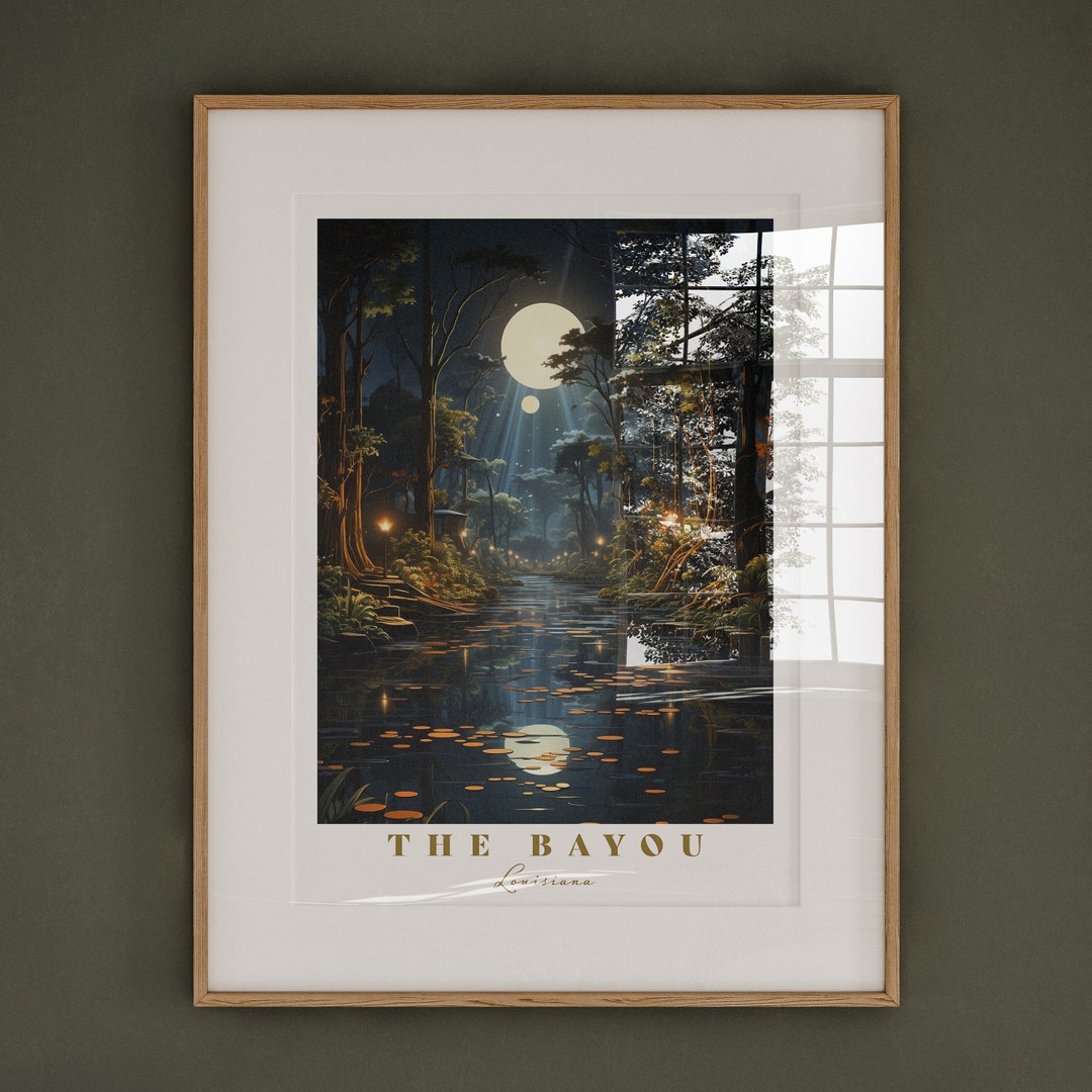 Louisiana Bayou Poster: Vintage Style Swamp Illustration - Etsy