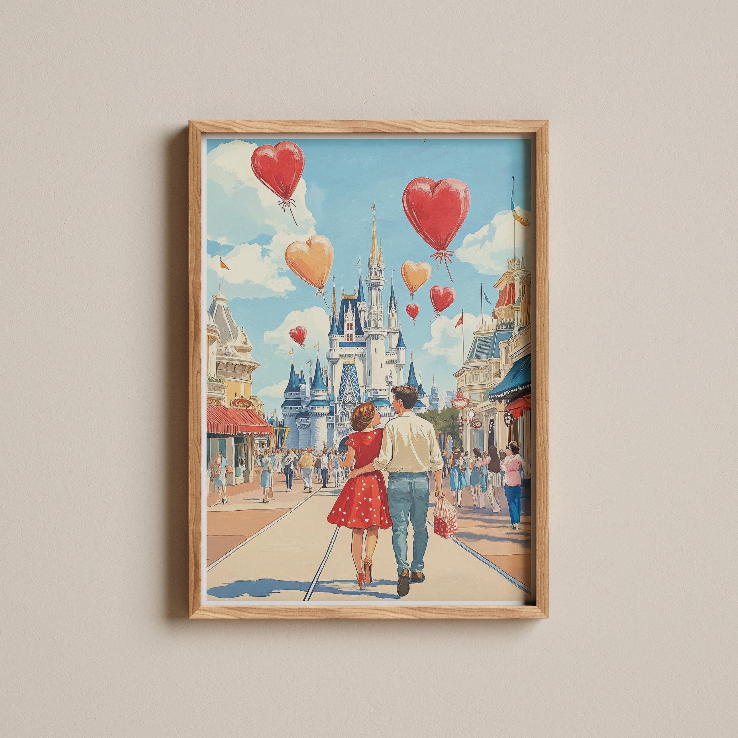 Magic Kingdom Disney Print, Cinderella Castle Couple (valentine's Art ...