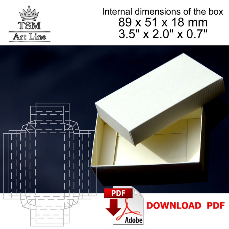 Small Paper Box Template Instant Download. No Glue DIY Gift Box ...