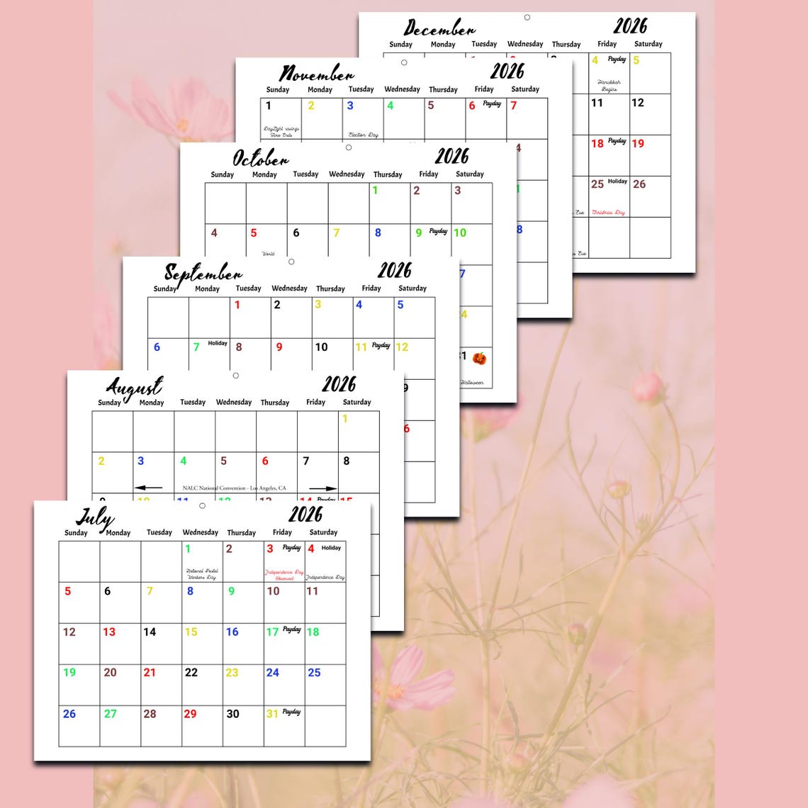 2026 Color-coded Postal Calendar: Employee Schedule (digital Download ...