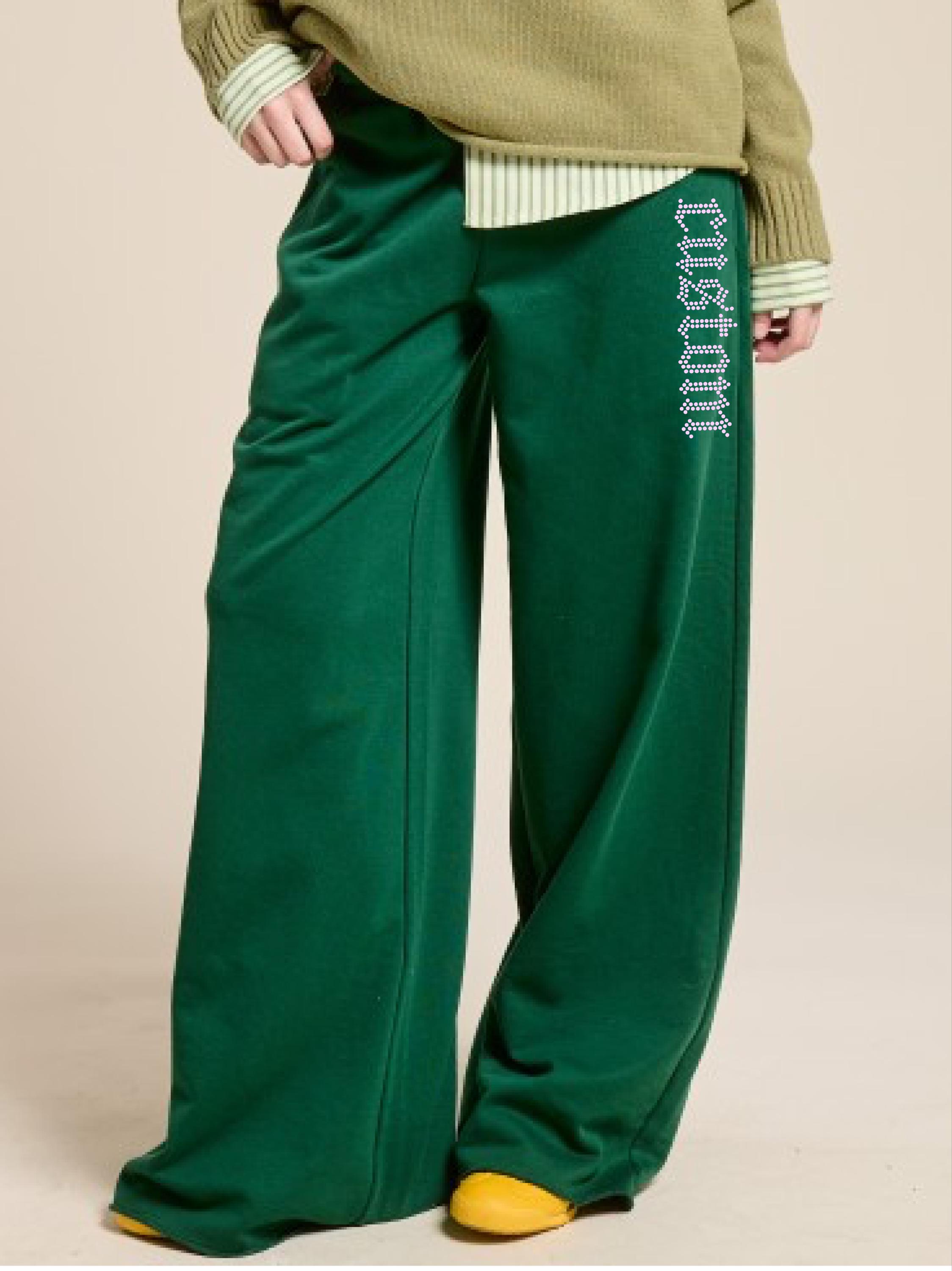 Wide Leg Sweatpants Custom Rhinestone | Custom Rhinestone Sweatpants ...