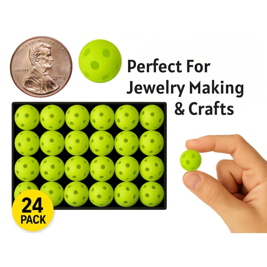 Mini Pickleball Beads, 24 Green or Yellow Size 12mm, Pickleball Charms ...