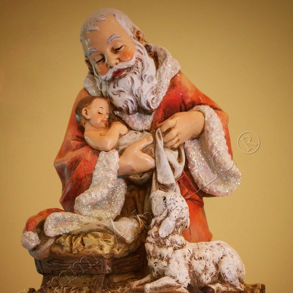 Santa Kneeling to the Baby Jesus - Etsy
