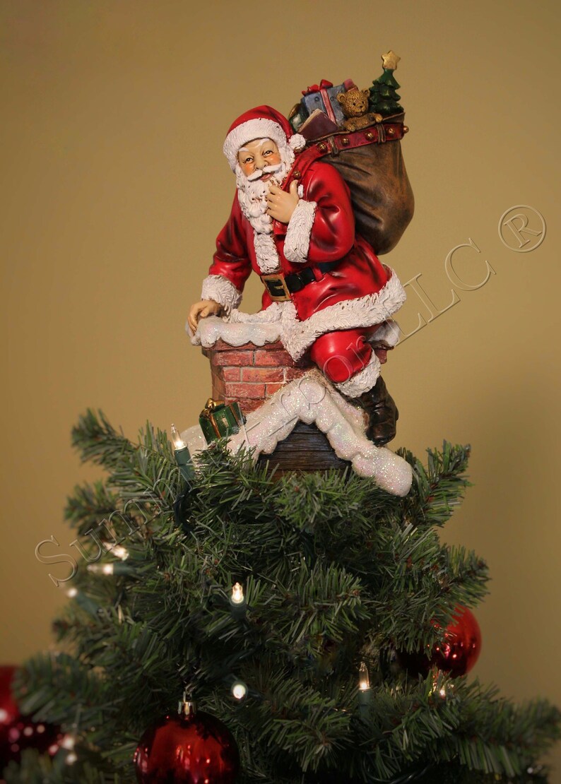 Unique Tree Topper Santa in Chimney - Etsy