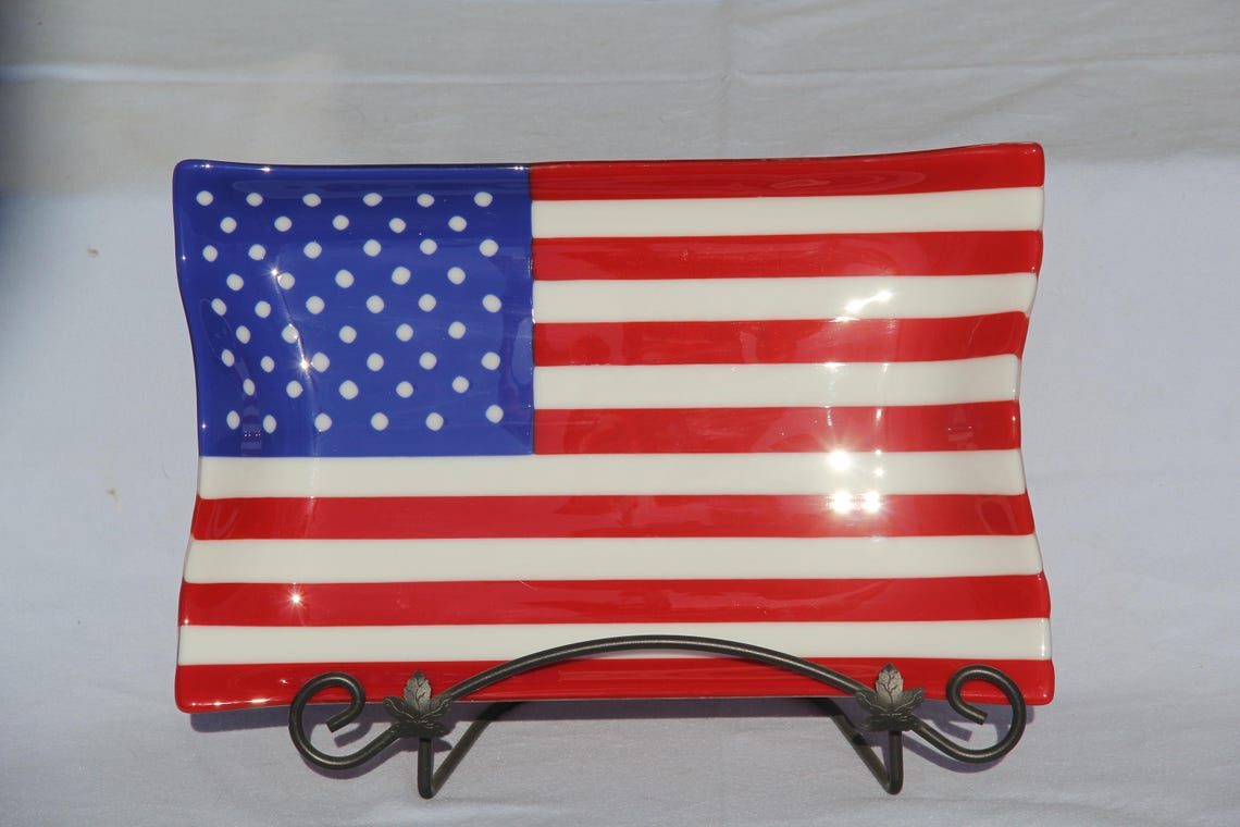 American Flag Platter, American Flag, America, Patriotic, Fused Glass ...
