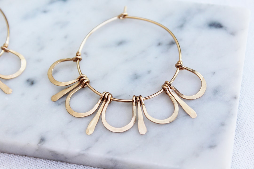 MAZU HOOPS - Gold Hoops,14k Gold Fill,unique Hoops,hand Made - Etsy