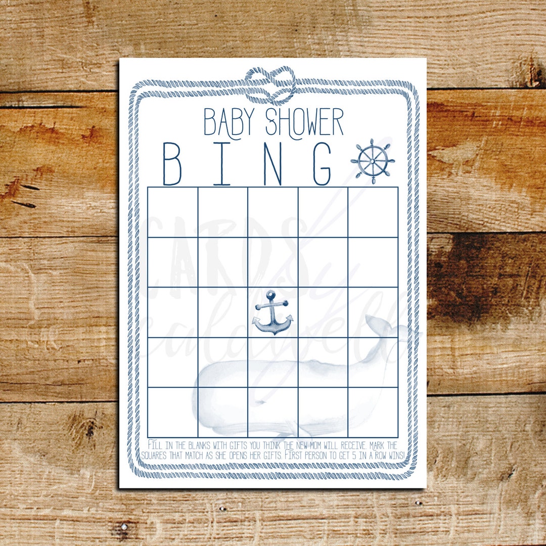 Nautical Baby Shower Bingo | Baby Shower Games | Ahoy! It's a Boy ...