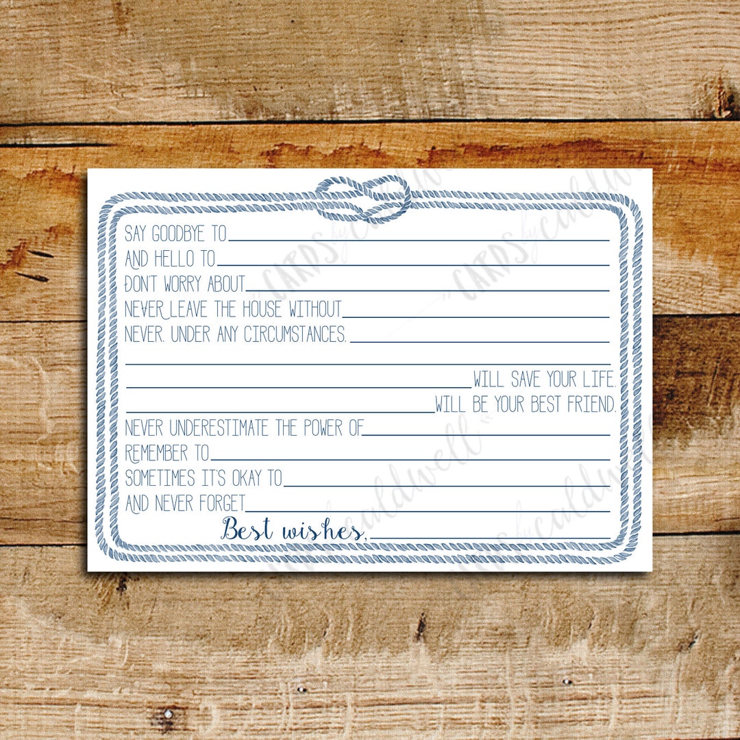 Nautical Message in a Bottle | Baby Shower Mommy Advice Cards | Baby ...