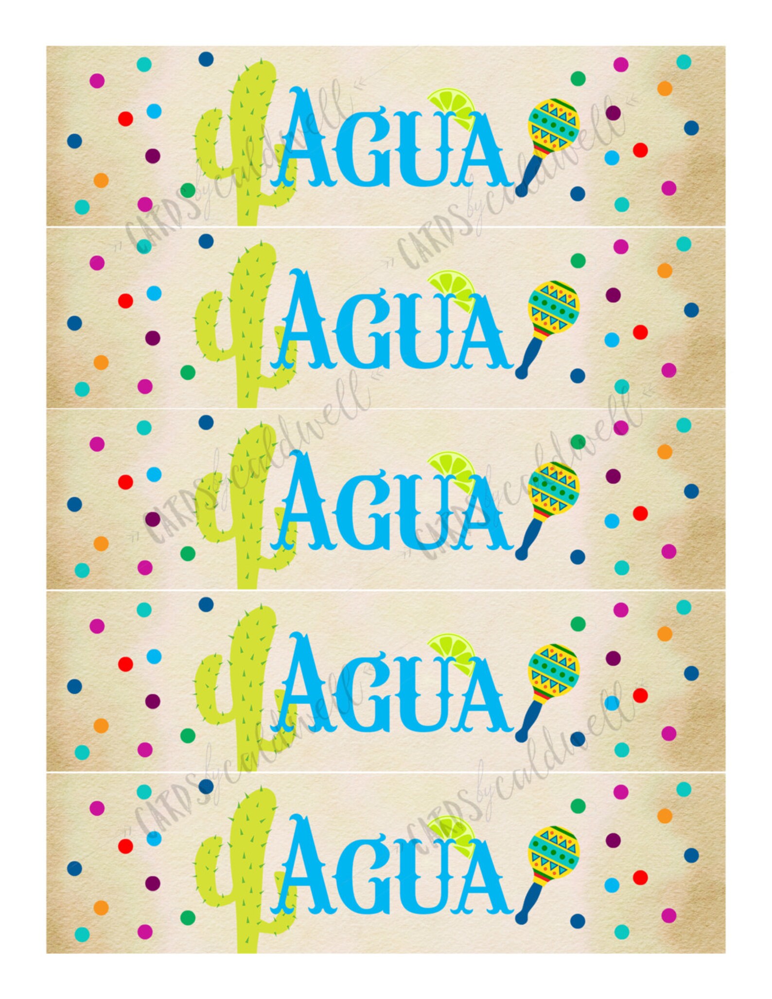 Fiesta Water Bottle Labels | Agua Water Bottle Labels | Instant ...