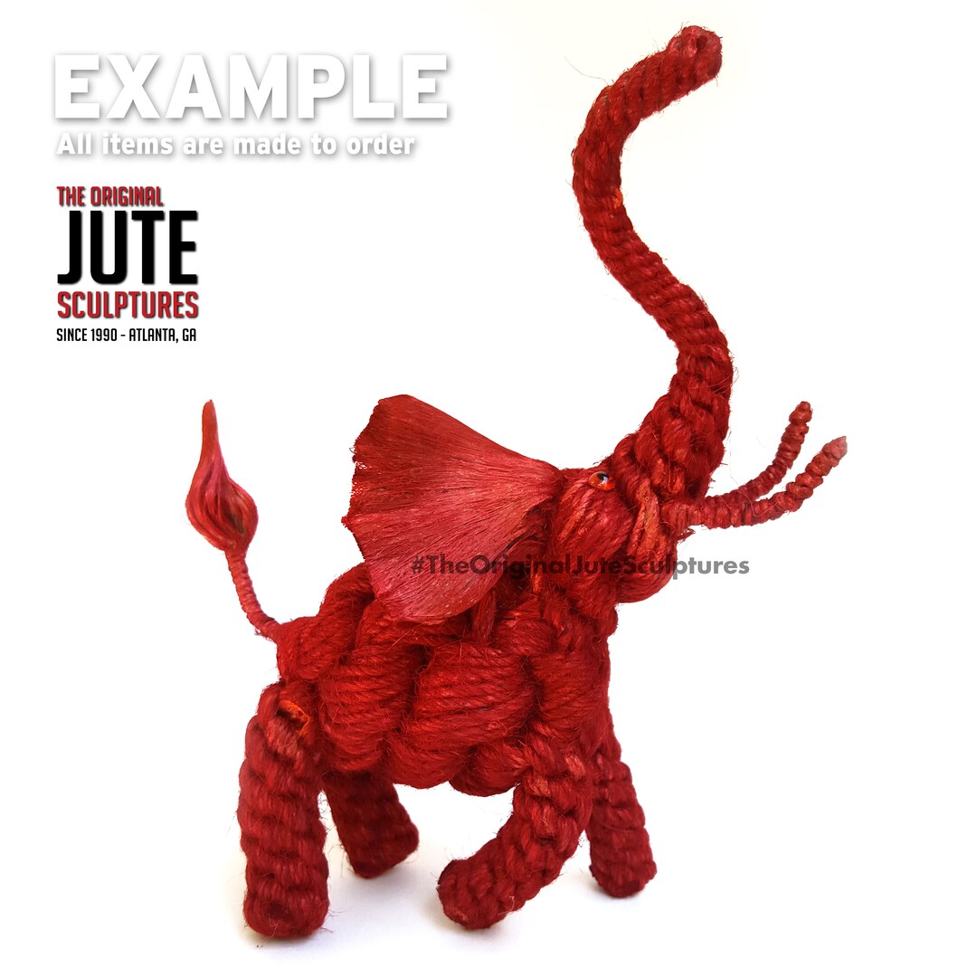 Jute Elephant - Medium - Color Blended - Symbol of Strength, Power ...