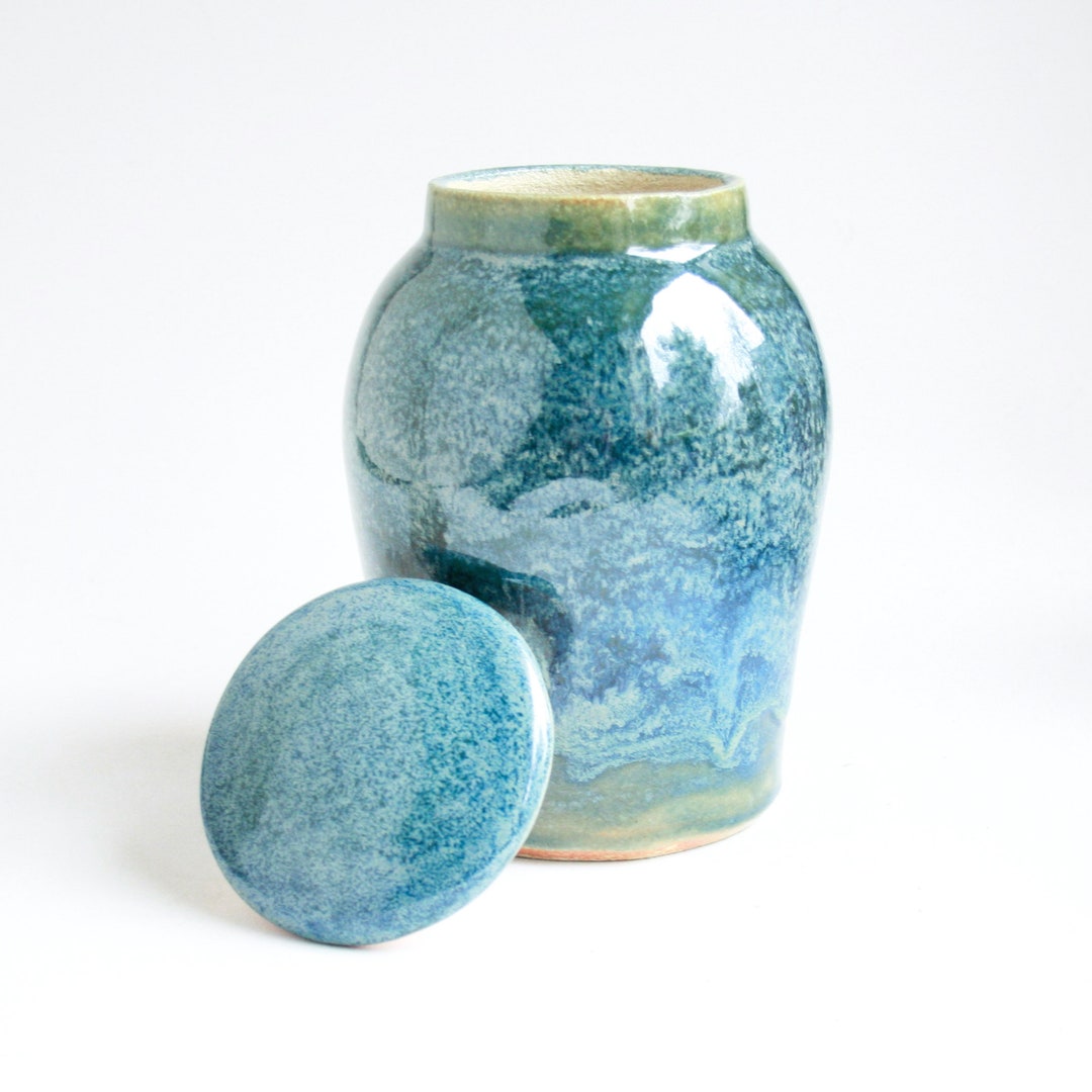 Small Classic Urn - 6"h - 35 Lbs - Mediterranean Blue - Cremation Urn ...