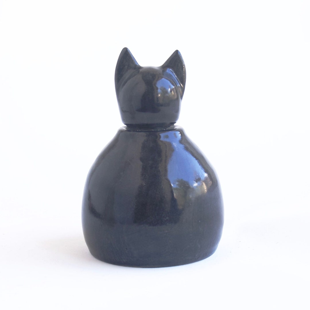 Small Gloss Black Cat Urn - Black Cat, Cat Urn, Kitty Urn, Handmade Cat ...