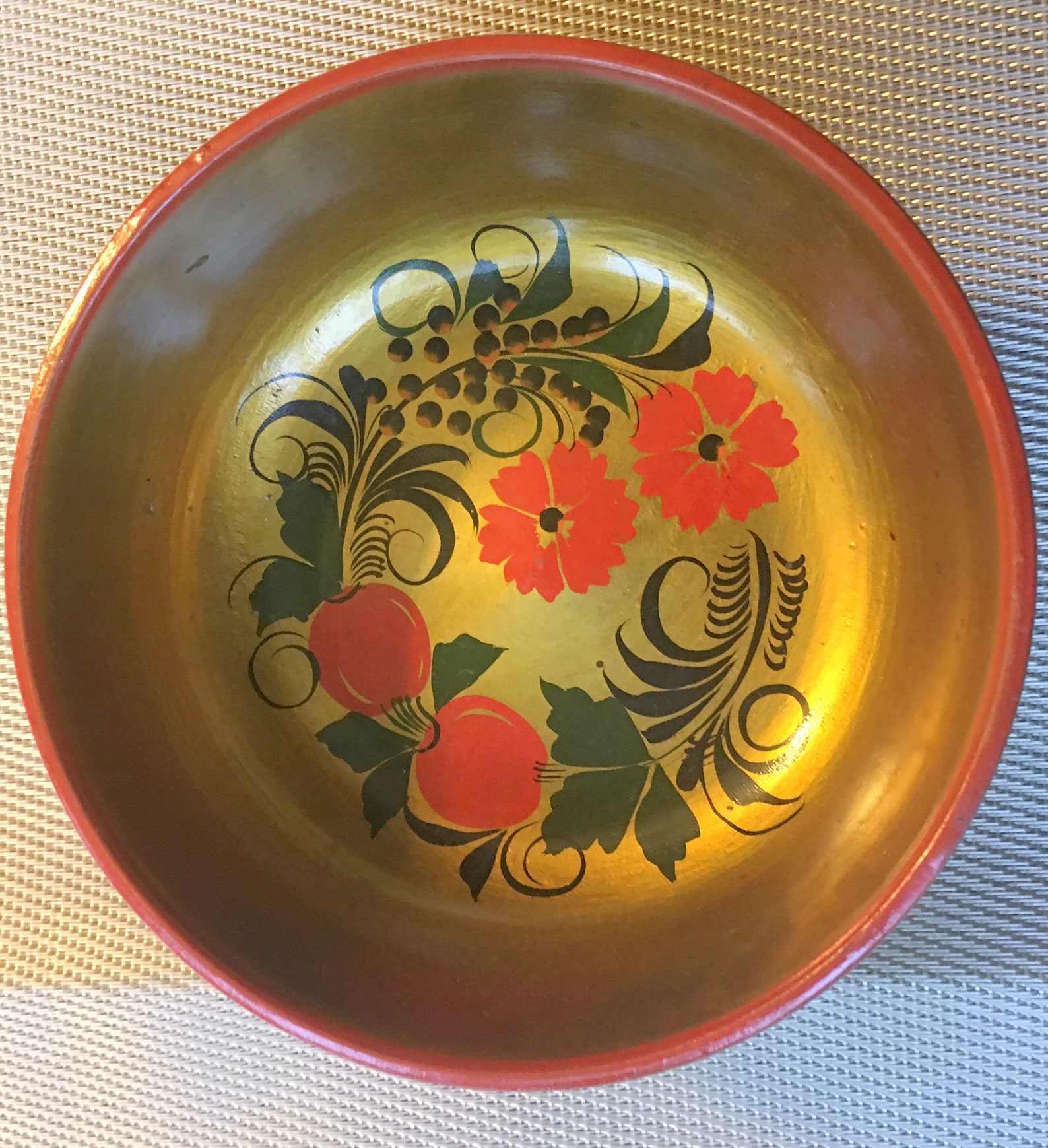 Vintage RUSSIAN FOLK ART Hand-painted Lacquered Small Bowl - Etsy