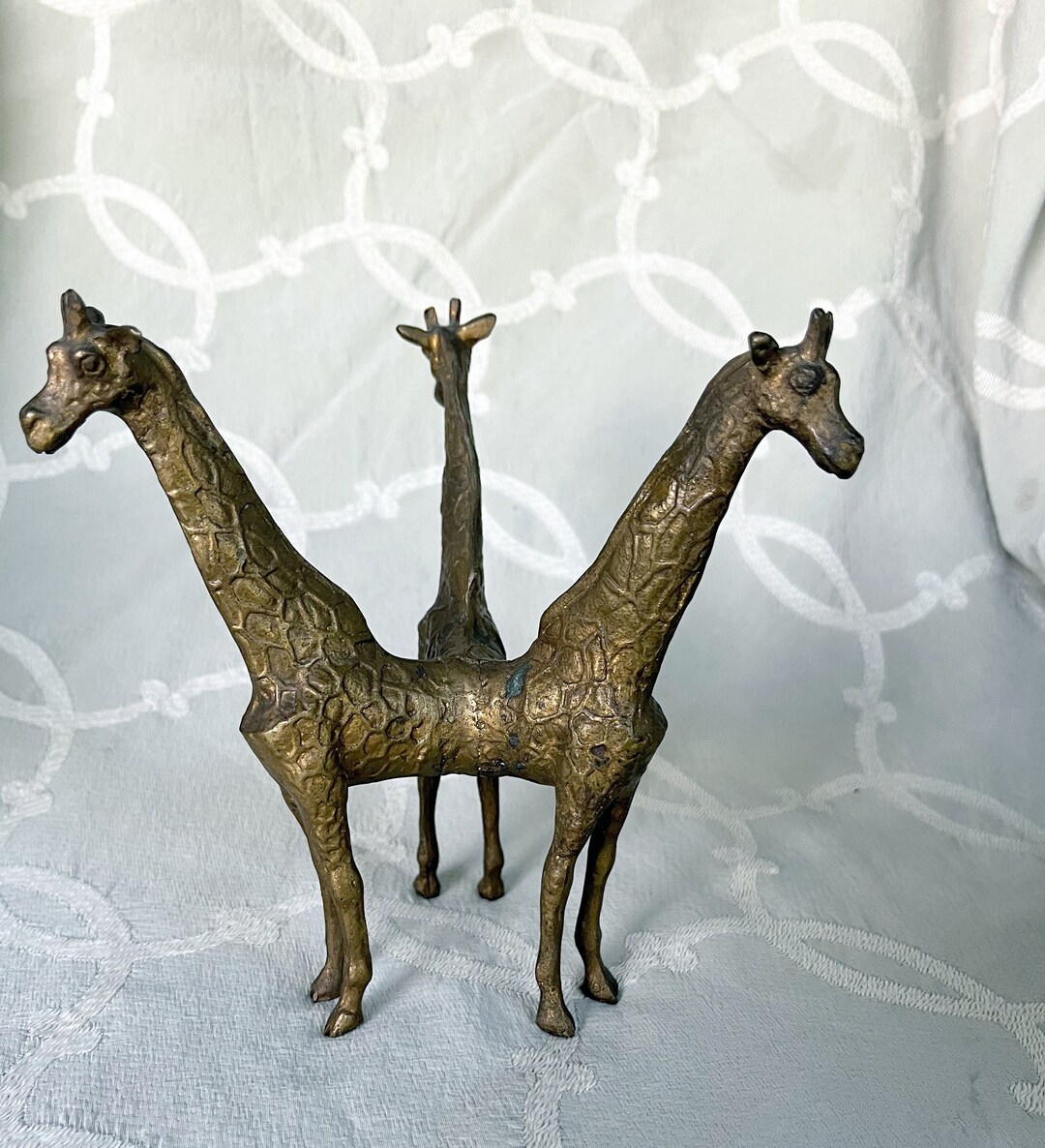 Arthur Court Designs Trio GIRAFFE BRASS Figurine/stand Signed and Dated ...