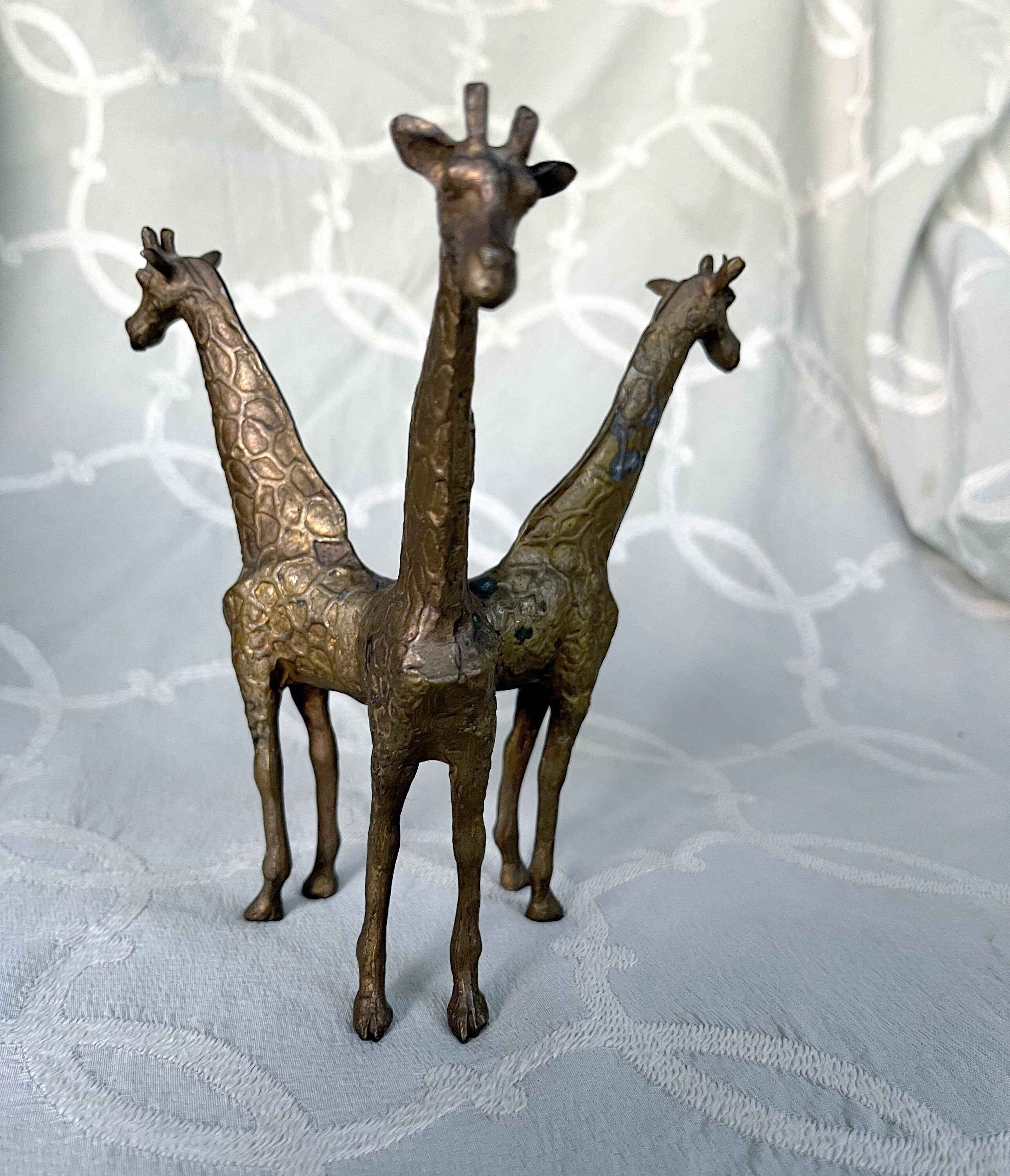 Arthur Court Designs Trio GIRAFFE BRASS Figurine/stand Signed and Dated ...
