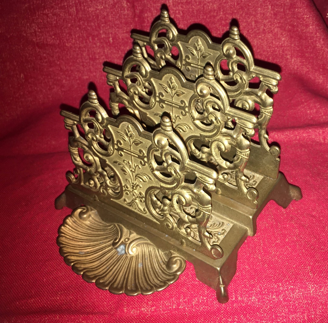 20%off-victorian Ornate Brass Letter Rack, STATIONARY STAND, Desk ...