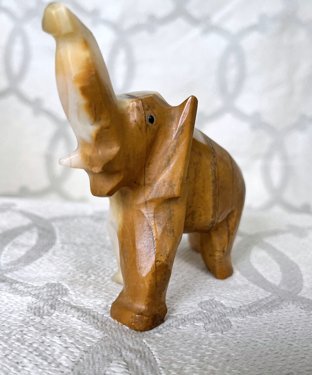 20%off-“good LUCK” ELEPHANT Figurine Hand-carved Out of Rare 2-colored ...