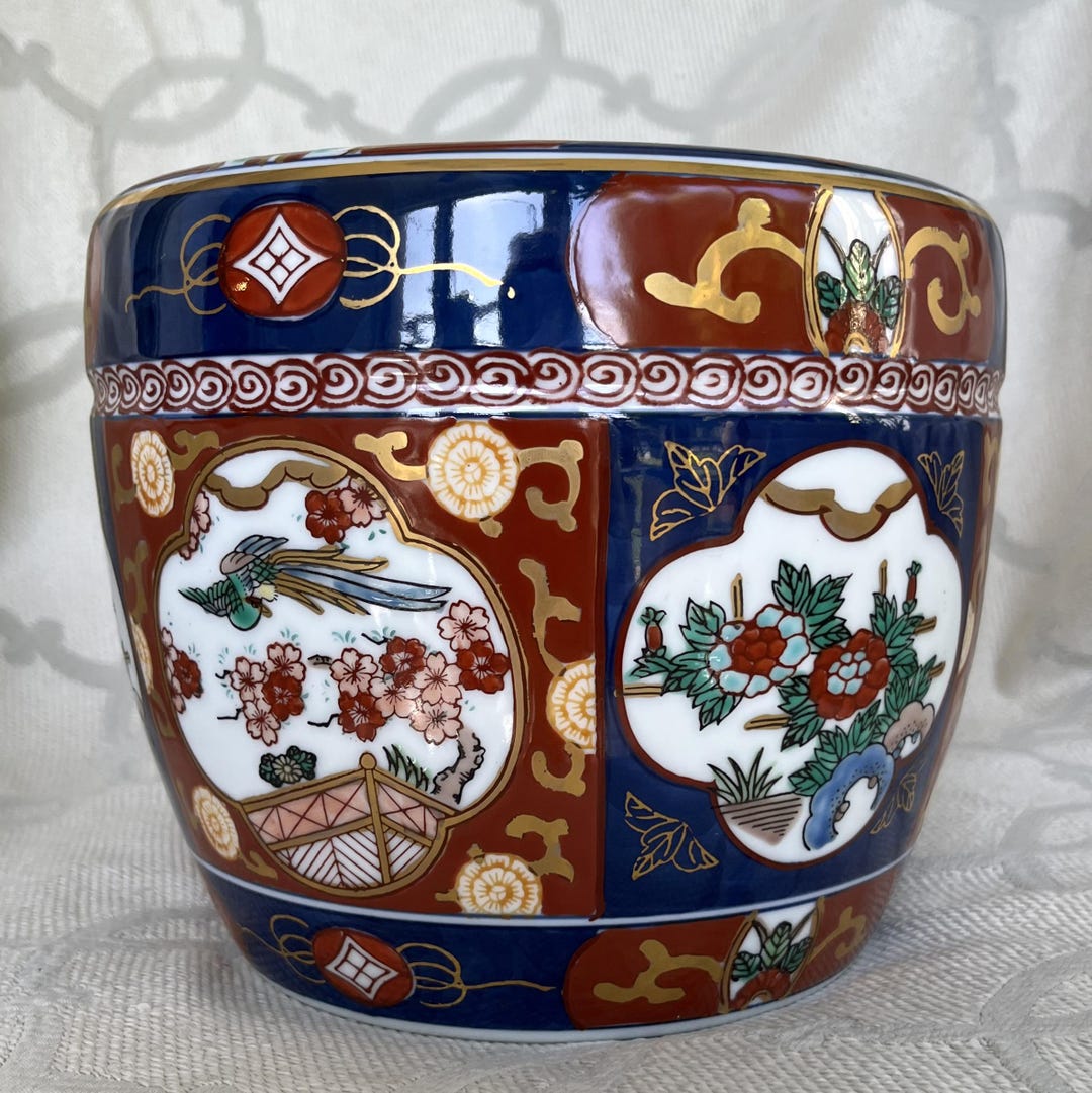 GOLD IMARI Hand Painted CACHEPOT 7.5 X 6 In - Etsy