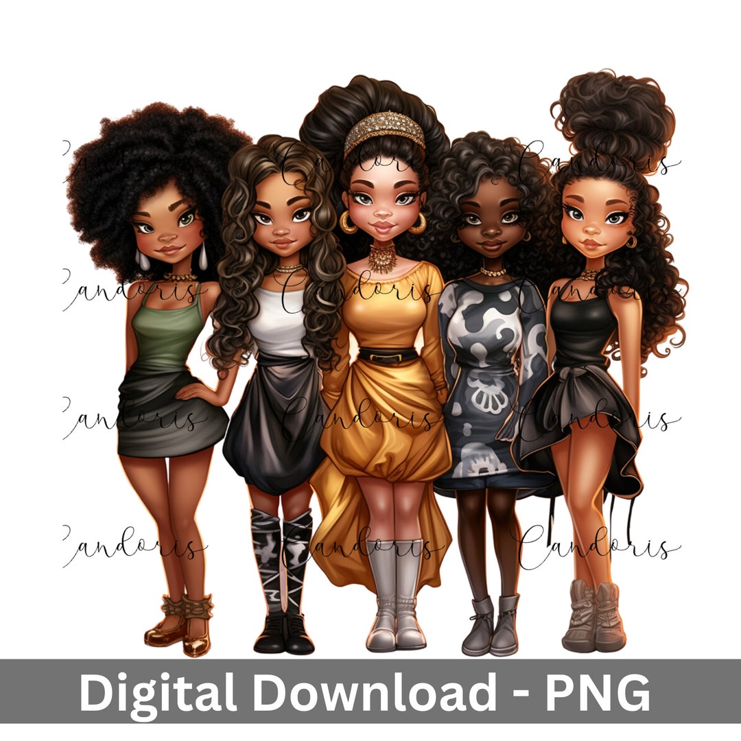 5 Beautiful Black Divas Royalty PNG Design Download Haute - Etsy