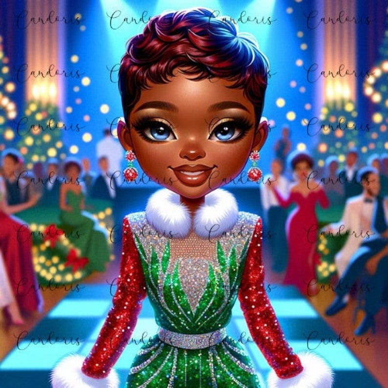 Christmas Diva Cutie PNG Digital Download - Christmas Black Art ...