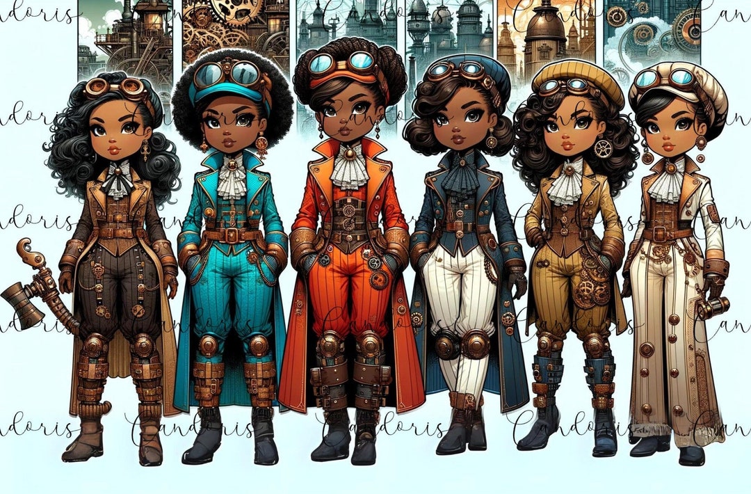 African American Steampunk Divas PNG - Black Woman PNG - Steampunk ...