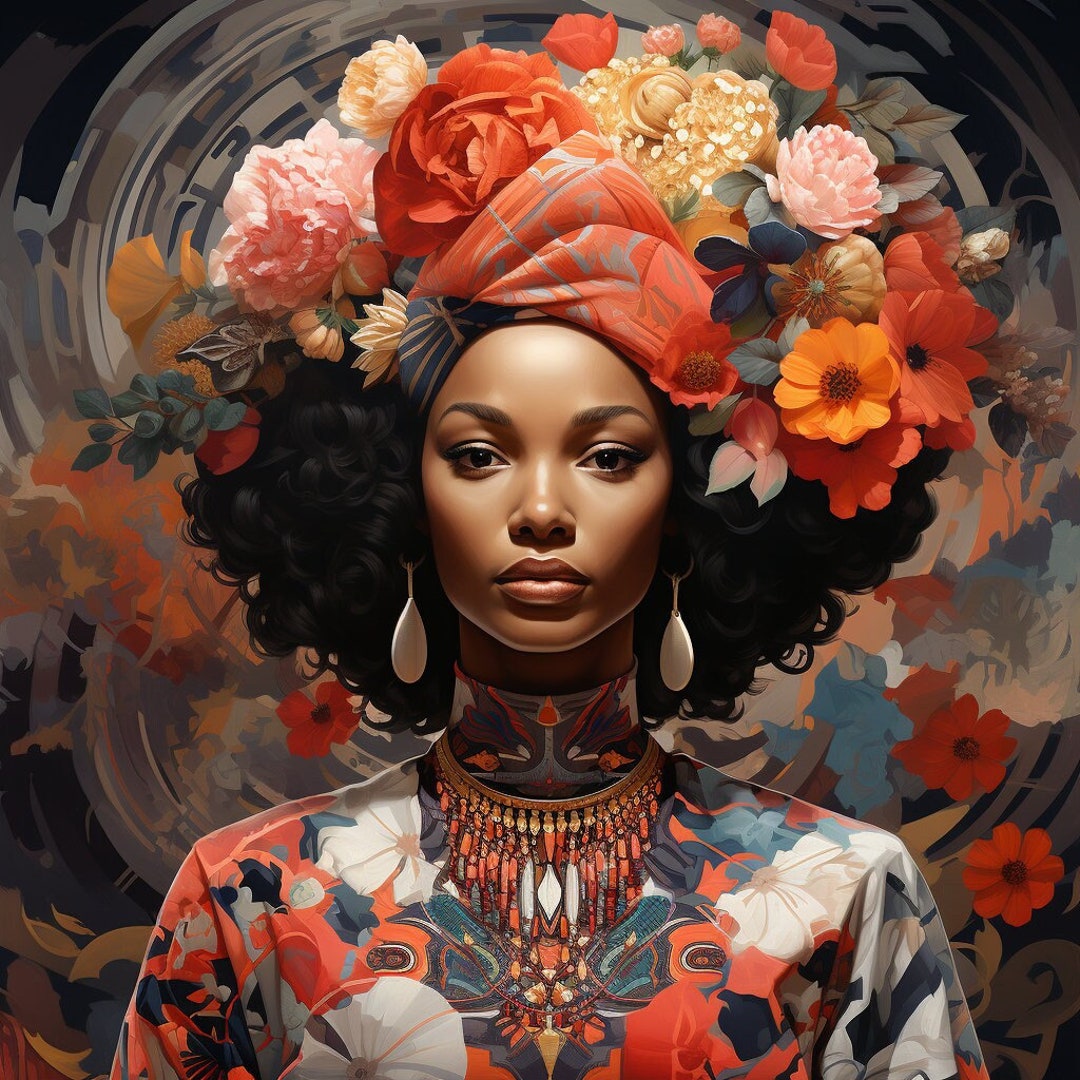 Floral Diva Digital Download PNG African American Goddess - Etsy