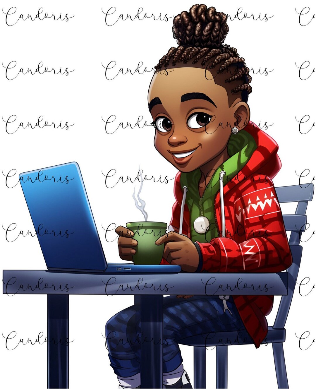 Handsome Chibi American Boy PNG Digital Download - Young King - Black ...